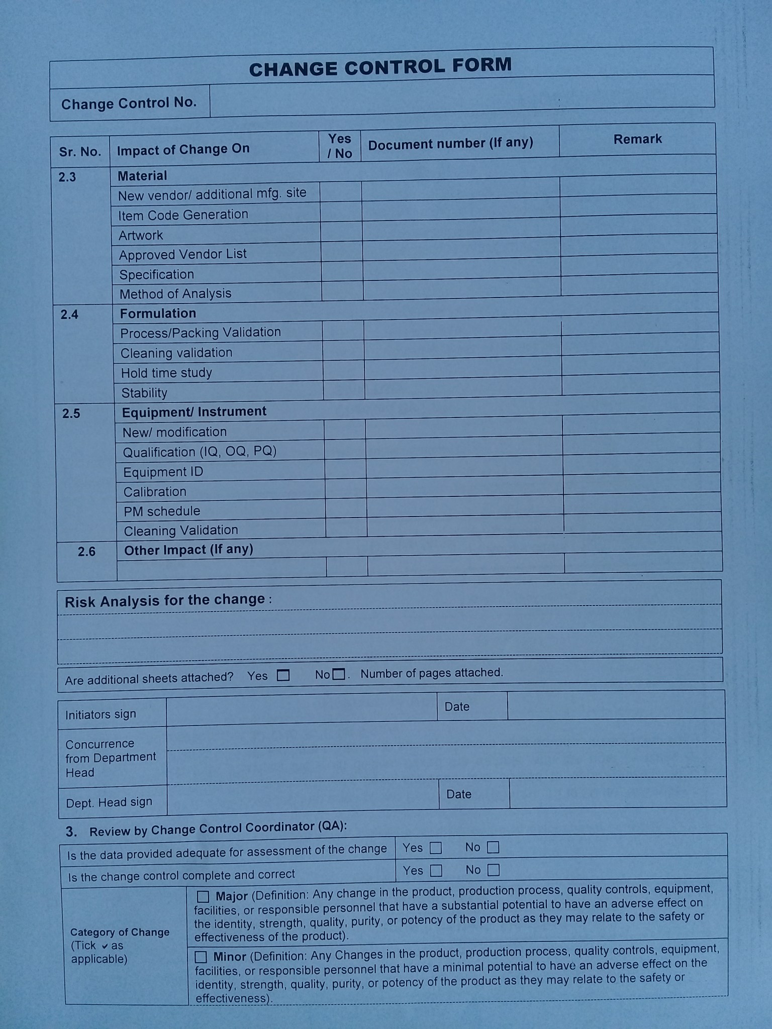 Change Control Procedure – Pharmaceutical Updates