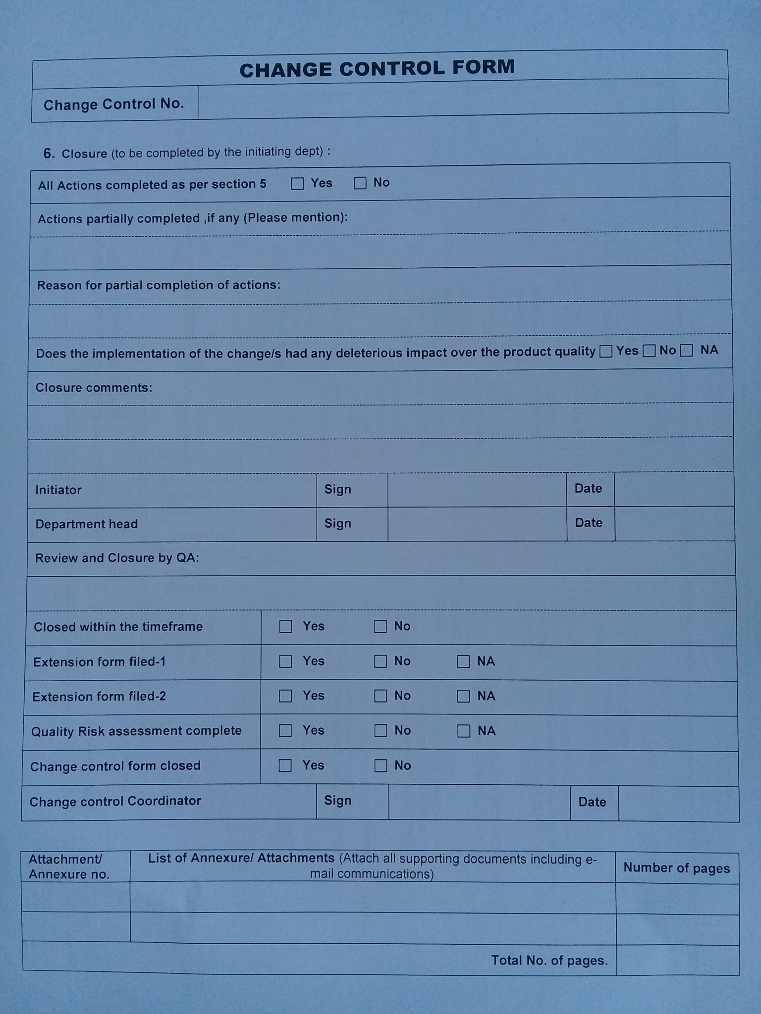 Change Control Procedure – Pharmaceutical Updates