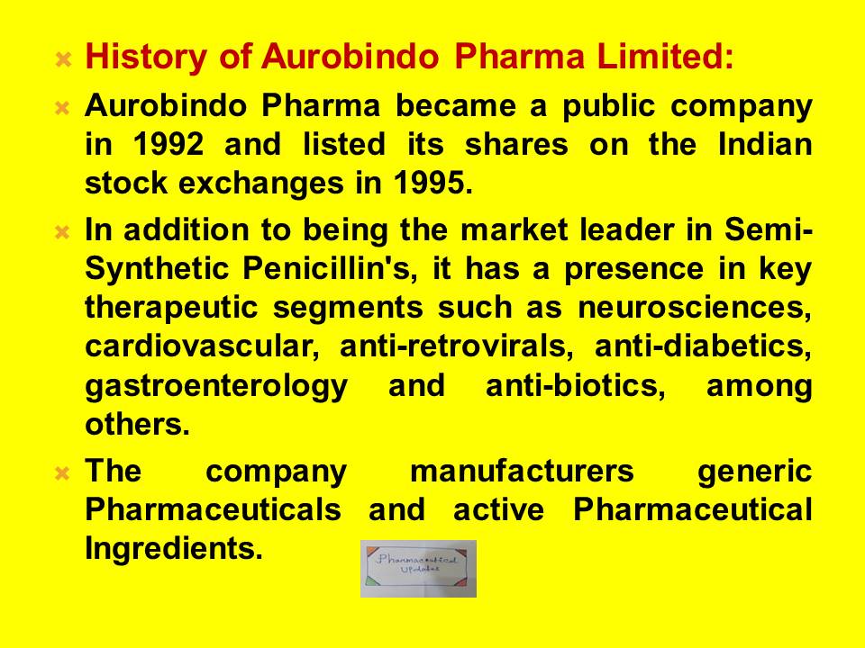 Journey of Aurobindo Pharma Limited – Pharmaceutical Updates