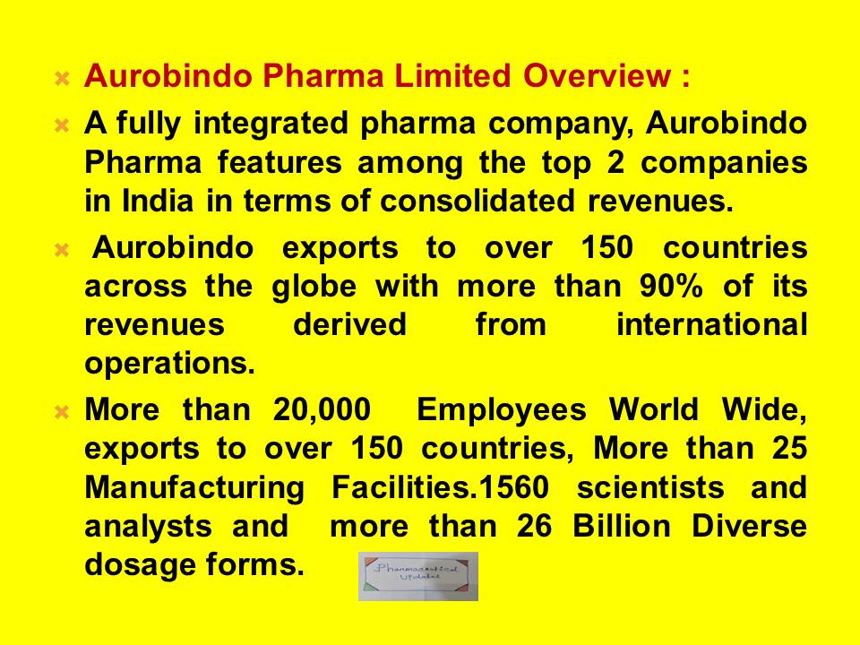 Journey of Aurobindo Pharma Limited – Pharmaceutical Updates