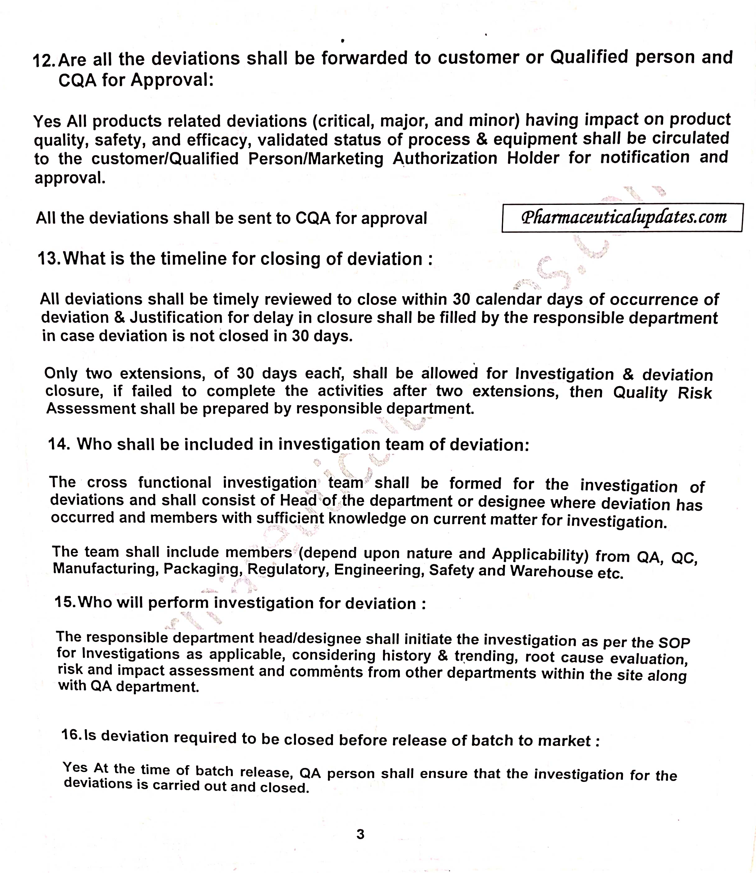 Deviation in pharmaceutical Questions and Answers – Pharmaceutical Updates