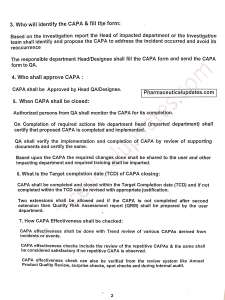 CAPA related Questions and Answers – Pharmaceutical Updates