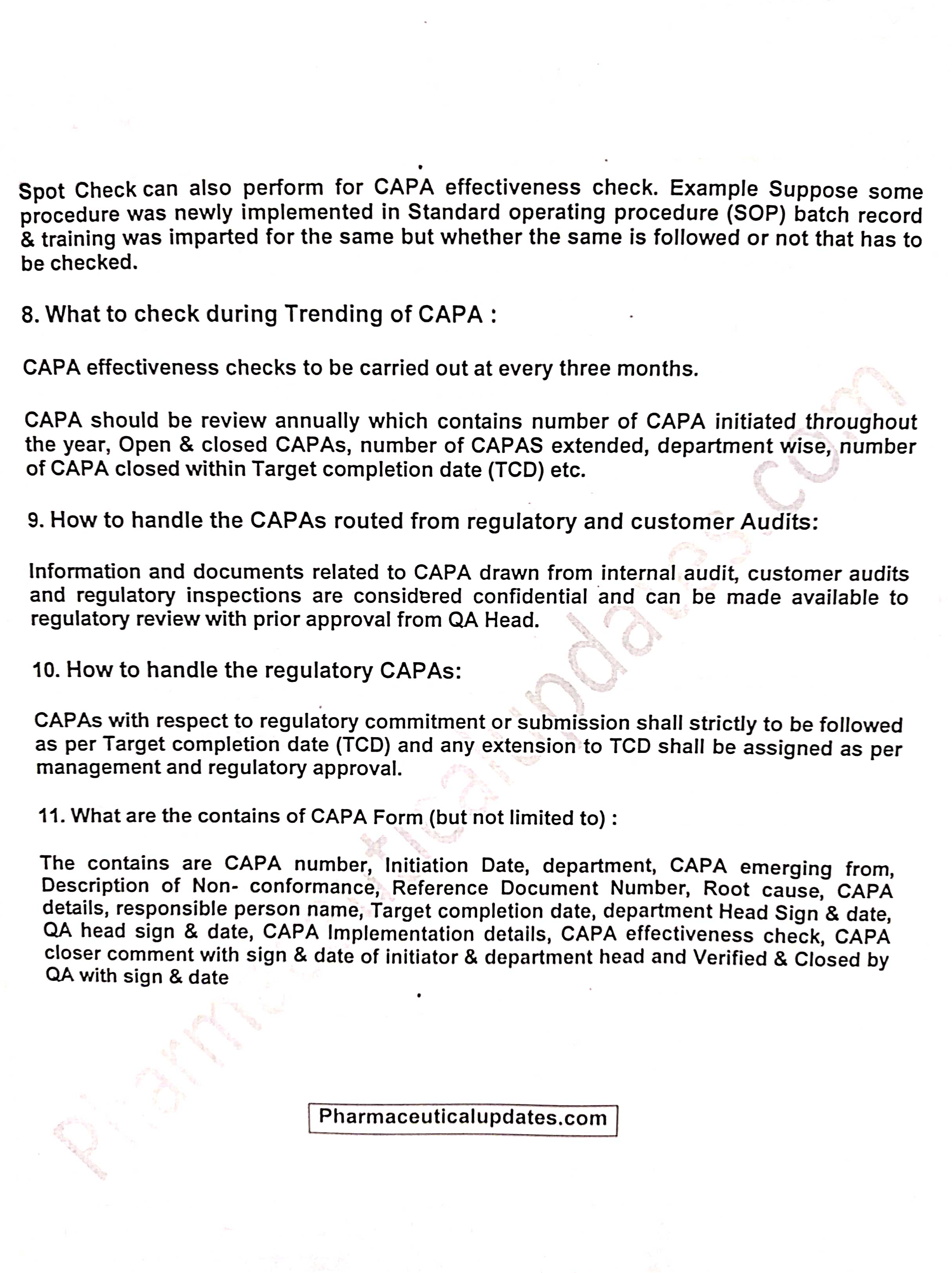 CAPA related Questions and Answers – Pharmaceutical Updates