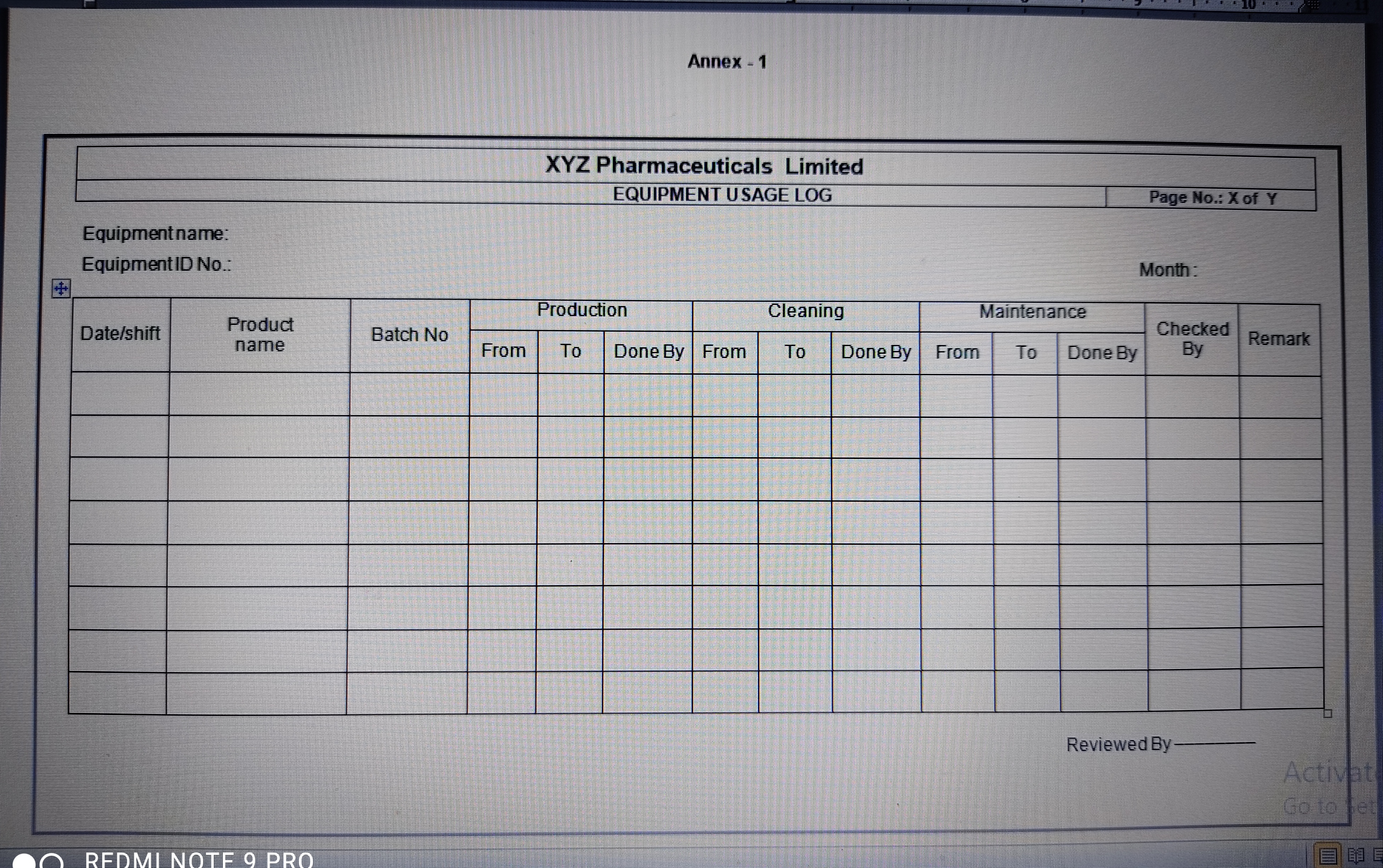 Equipment Usage Logbook-Procedure and Format – Pharmaceutical Updates