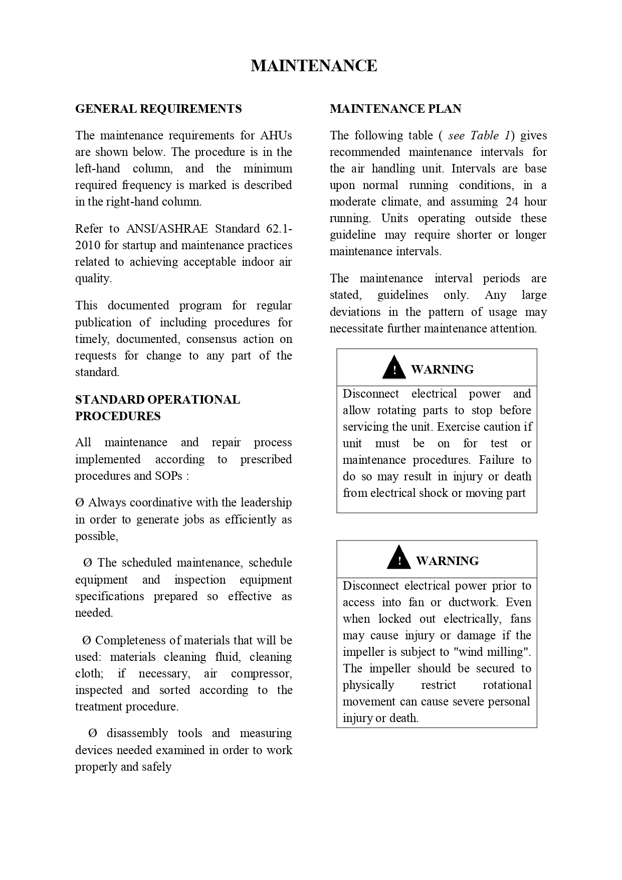 Air Handling Unit (AHU) Maintenance – Pharmaceutical Updates