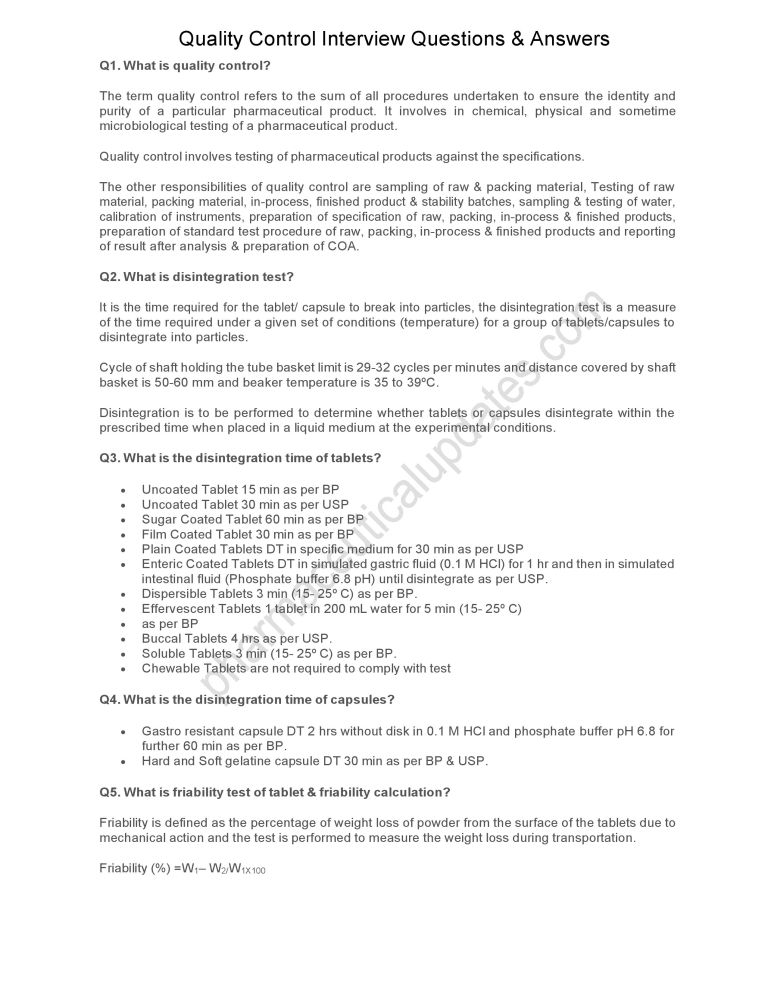 70 Pharmaceutical Quality Control Interview Questions & Answers ...