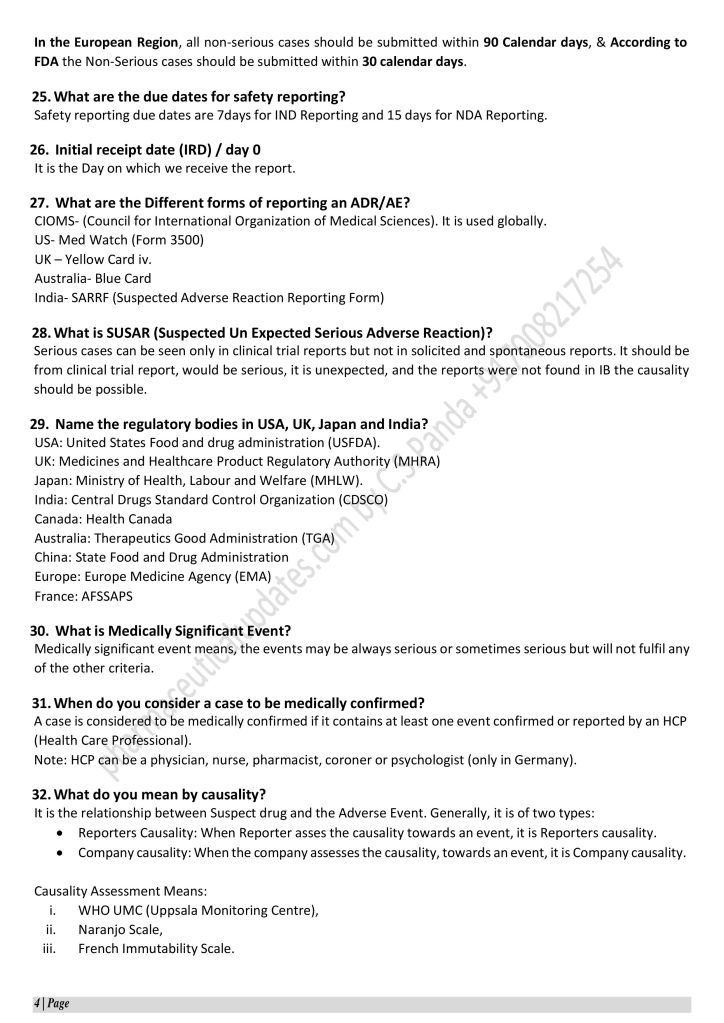 Interview Questions and Answers for Pharmacovigilance – Pharmaceutical ...